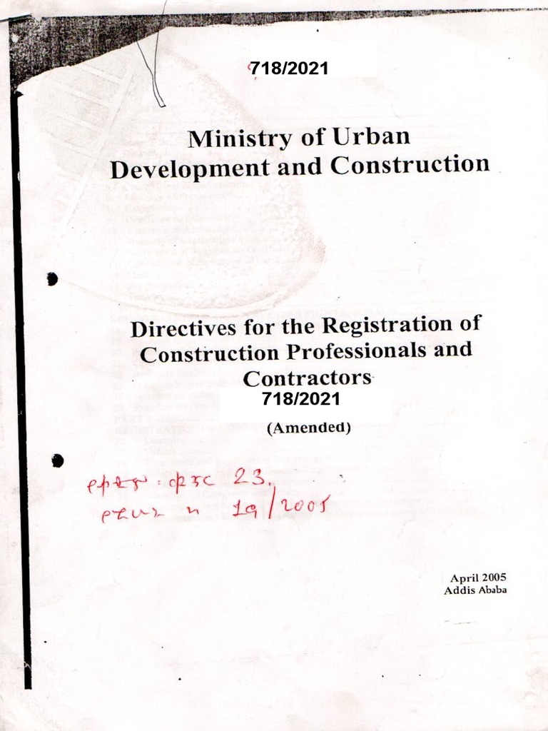 718 Amended Directive For The Registration of Construction Professionals and Contractors | PDF