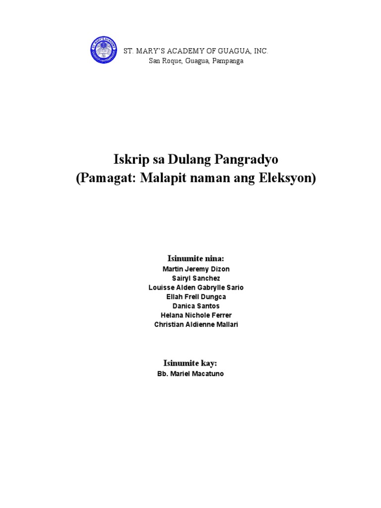 Script in Filipino Group 3 | PDF