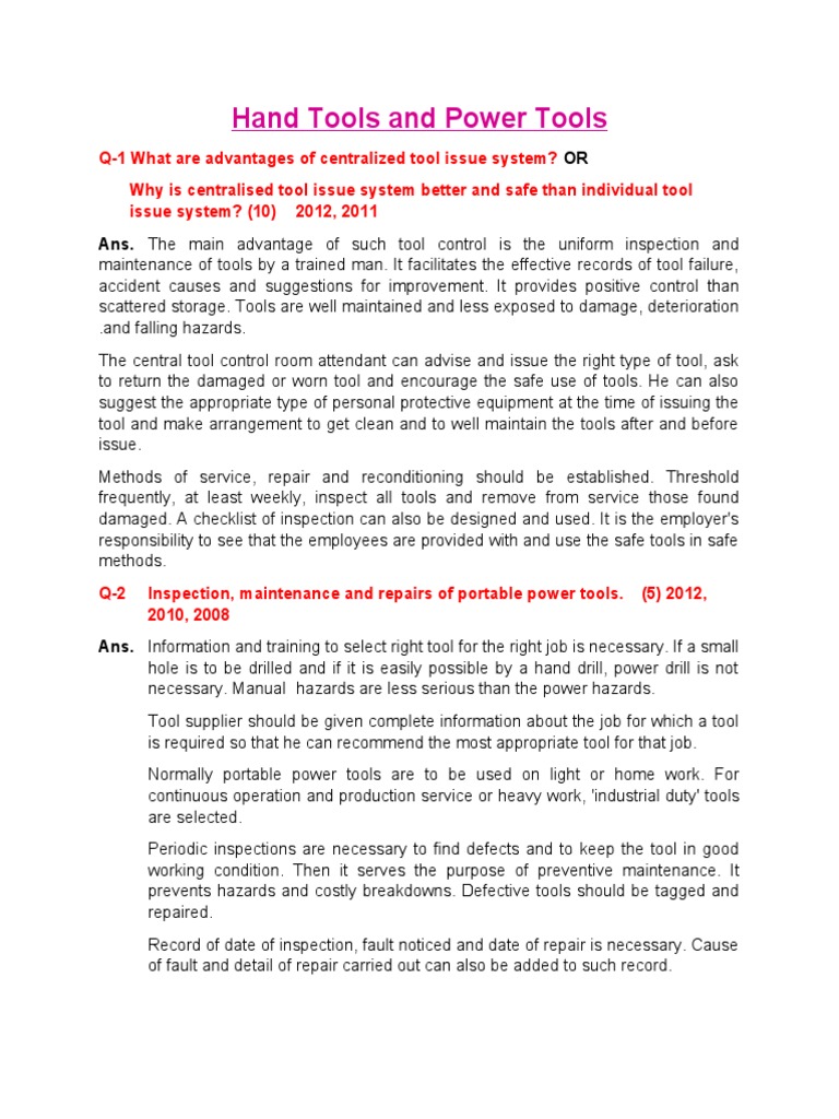 Hand Tools and Power Tools | PDF | Tools | Manufactured Goods