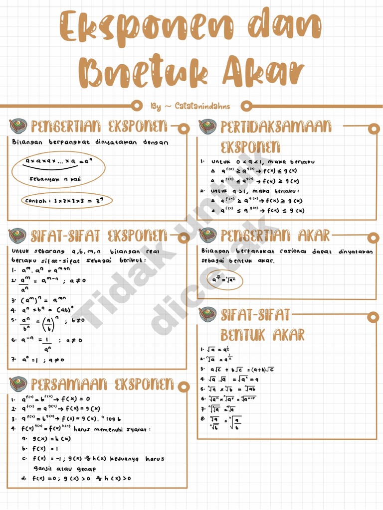 Eksponen Dan Bentuk Akar - Matematika by Catatanindahns | PDF
