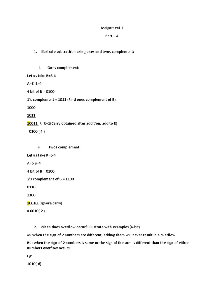 Assignment 1 Ecs Pdf Binary Coded Decimal Numbers