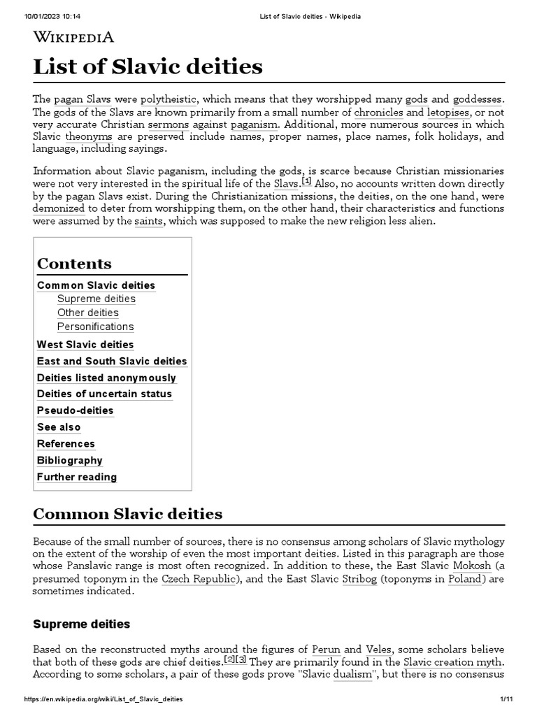 List of Slavic Deities - Wikipedia | PDF | Philosophy | History