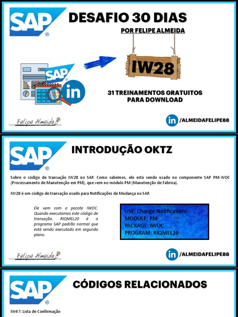 Transação IW28 no SAP PM: Guia Prático | PDF | Informática | Programas