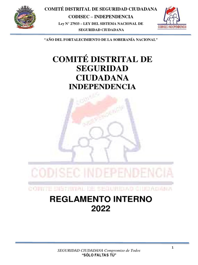 Reglamento Interno Del Codisec Independencia 2022 | PDF | Regulación | Valores