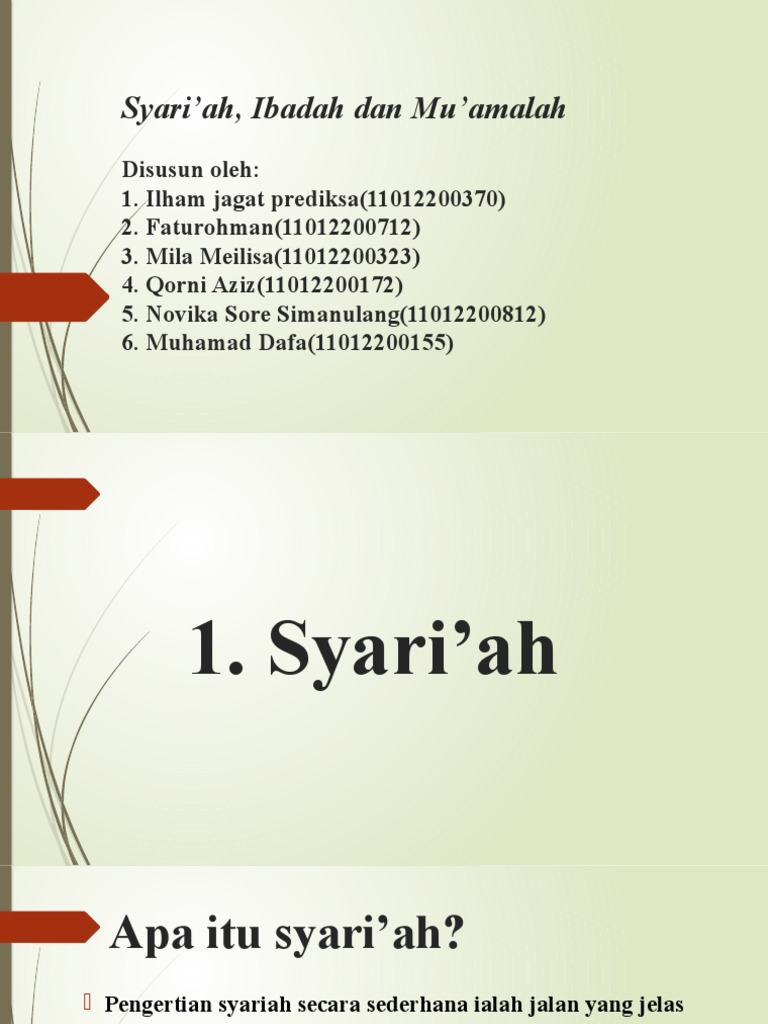 Syari'Ah, Ibadah Dan Mu'Amalah | PDF
