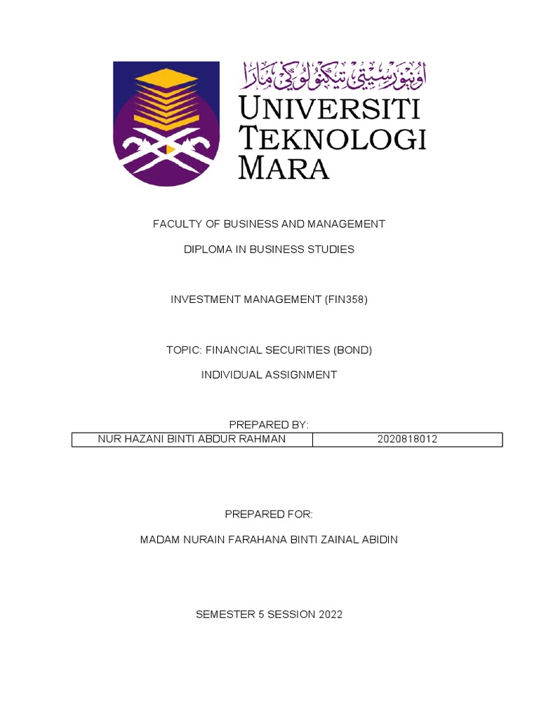 Fin358 Individual Assignment Nur Hazani 2020818012 | PDF | Bonds ...