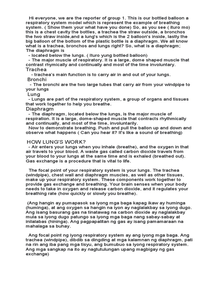 Group 1 (Science-9) | PDF | Breathing | Respiratory System