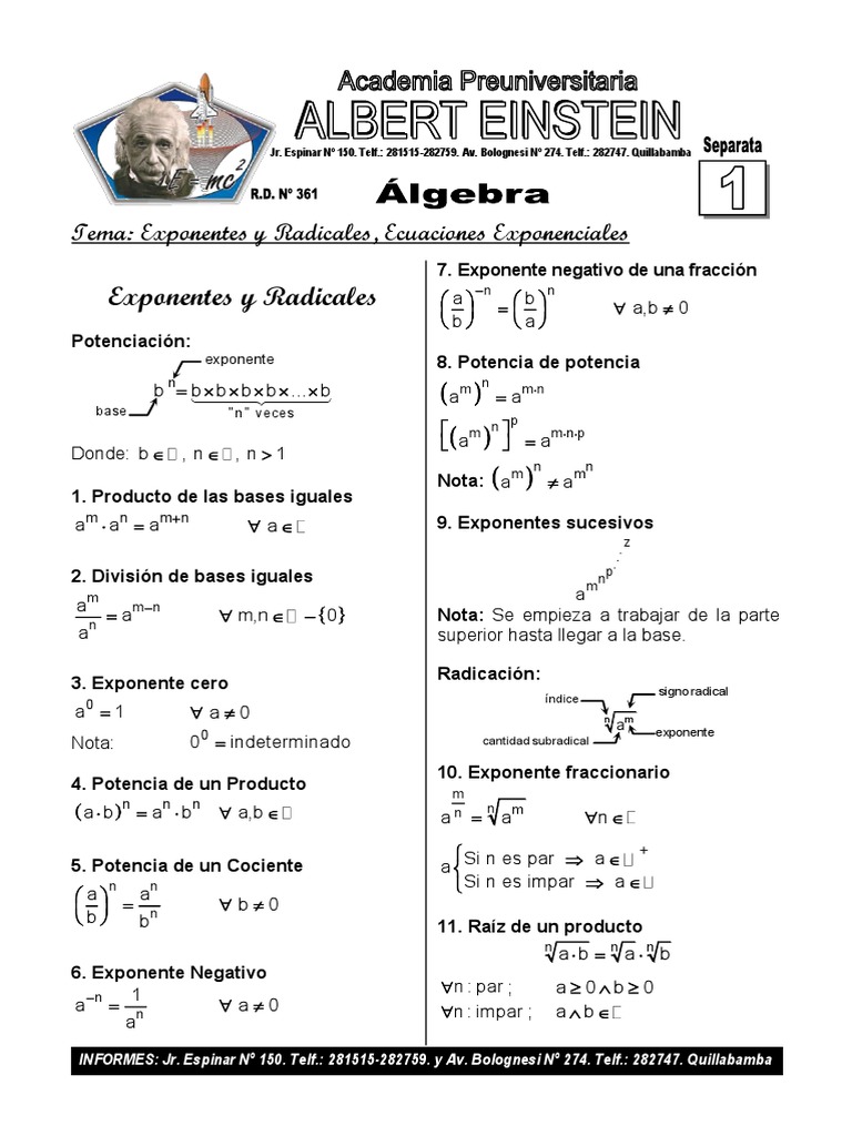 Albert Einstein Academia | PDF | Exponenciación | Ecuaciones