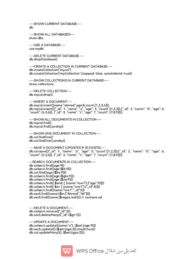 All Mongodb Commands | PDF | Computer Data | Data Management All Mongodb Commands | PDF | Computer Data | Data Management