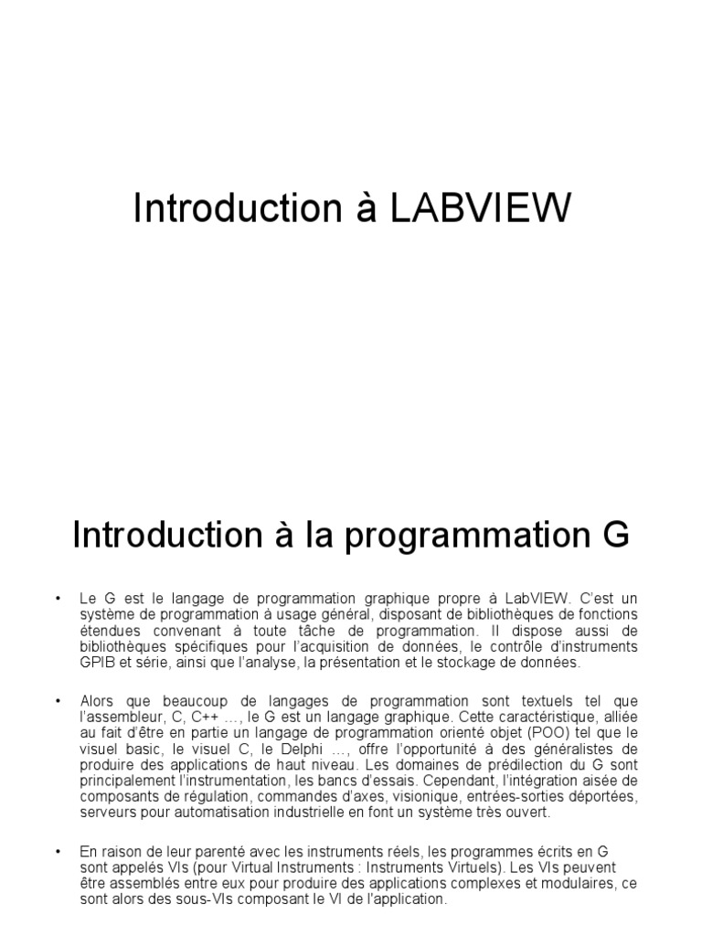 Introduction à LabVIEW et programmation G | PDF | Logiciel | Génie logiciel