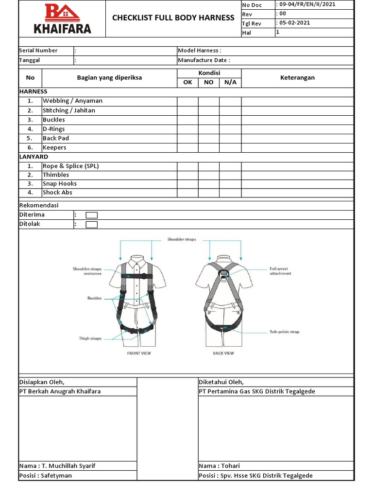 Form 09 04 Inspeksi Full Body Harness | PDF