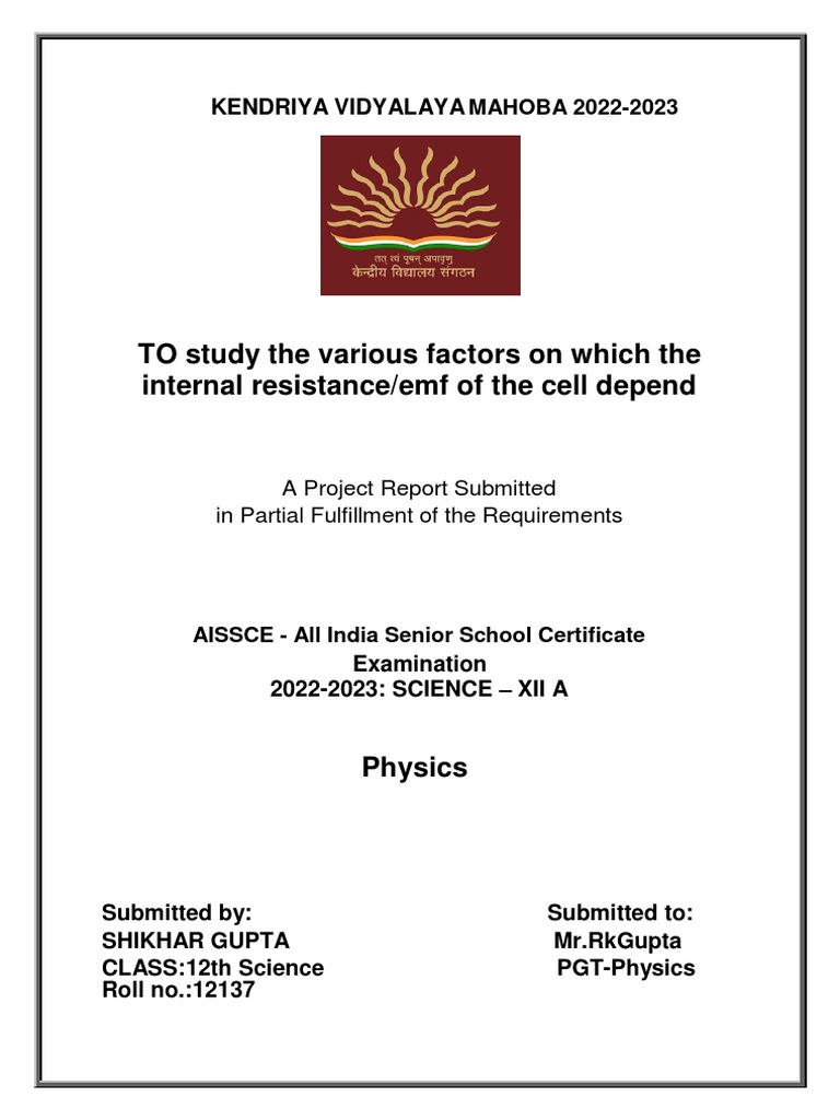 12th Physics Project File | PDF | Electrical Resistance And Conductance ...