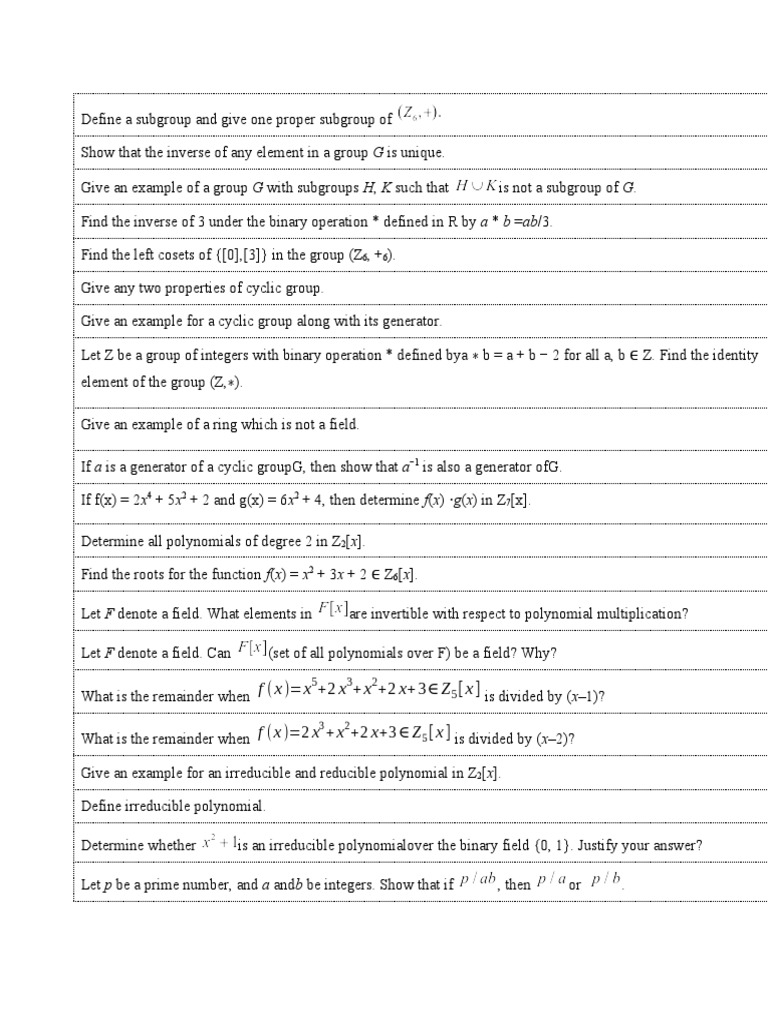 Ant QB Model | PDF | Group (Mathematics) | Field (Mathematics)