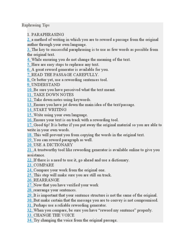 Rephrasing Tips | PDF