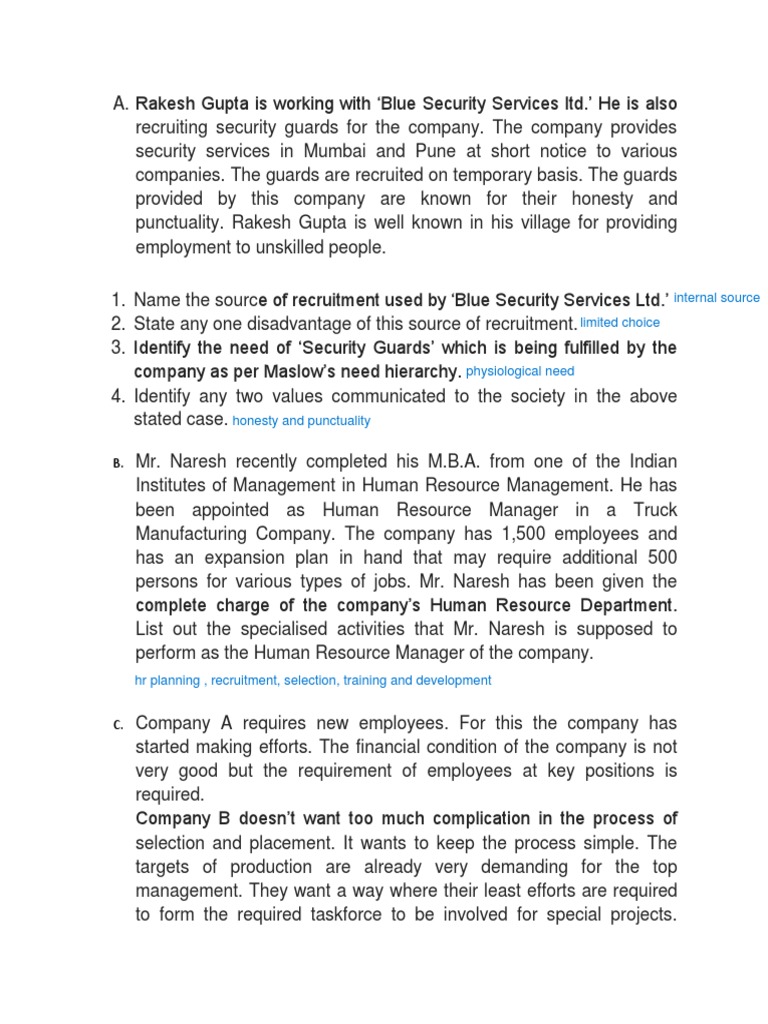 Caselets Recruitment (Ans) | PDF | Recruitment | Human Resource Management