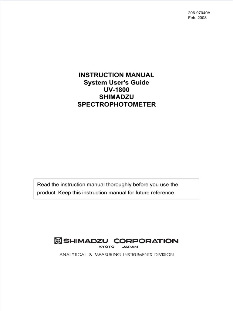 Vdocument - in Uv 1800 System Manual | PDF | Power Supply | Usb