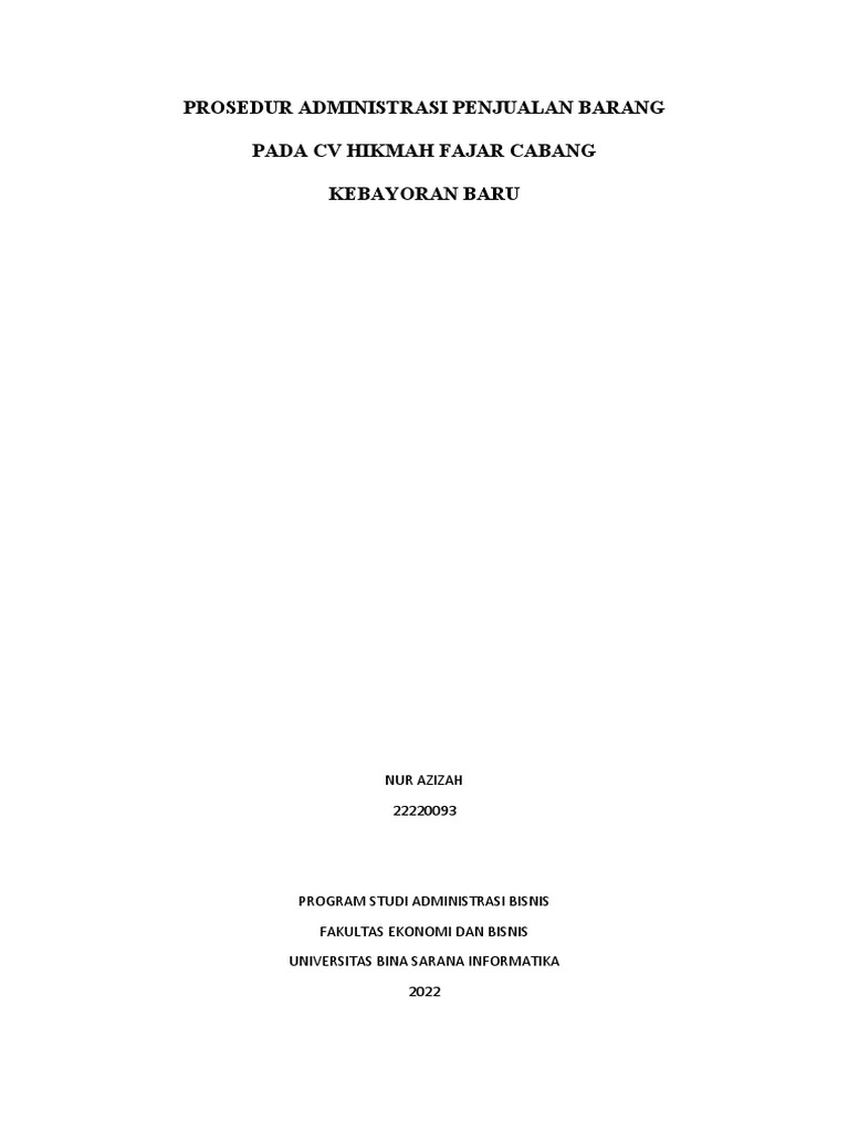 Prosedur Administrasi Penjualan Barang | PDF