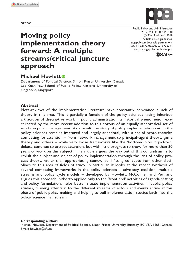 Policy Implementation Theory Revamp | PDF | Policy | Top Down And ...