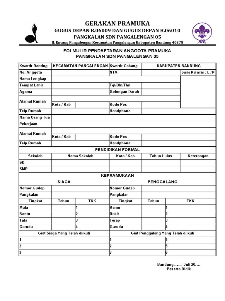 1f (Formulir Pendaftaran Anggota) | PDF
