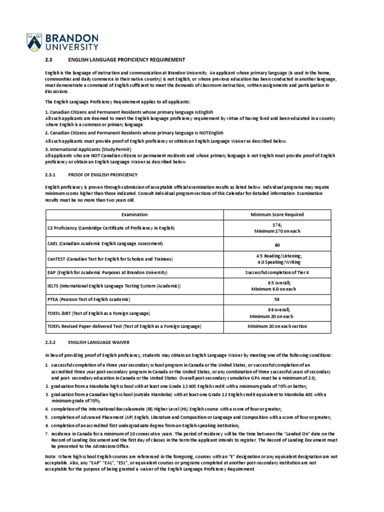 Addendum Proof of English Language Proficiency | PDF | Educational ...
