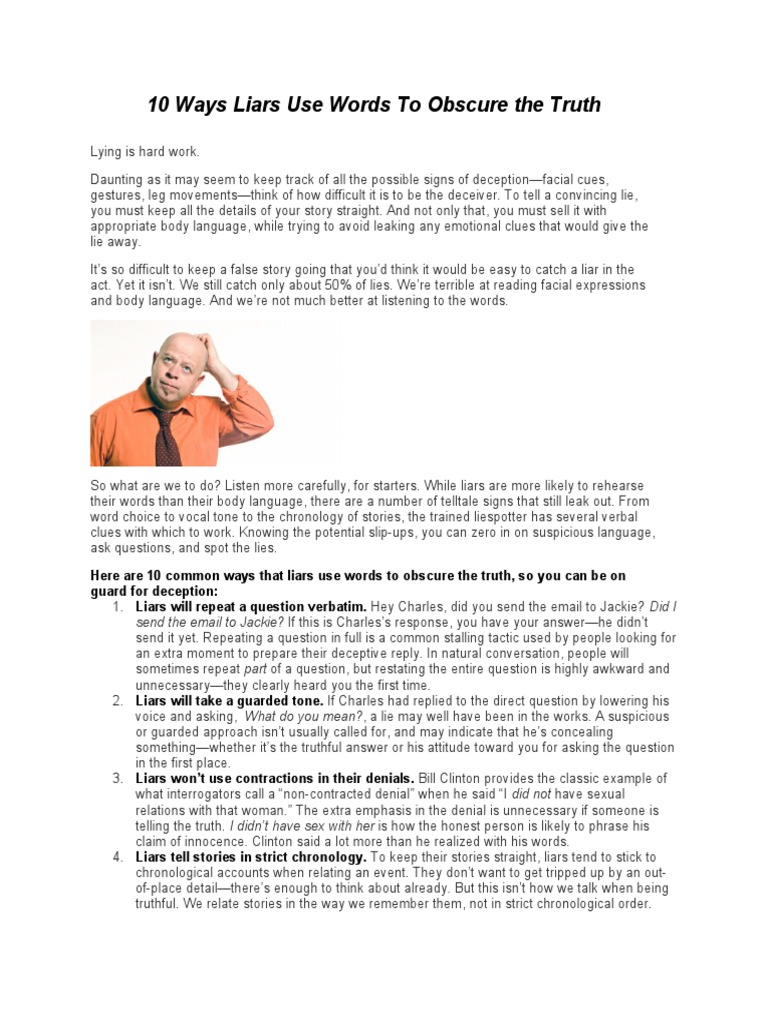 10 Verbal Signs of Deception | PDF | Deception | Question