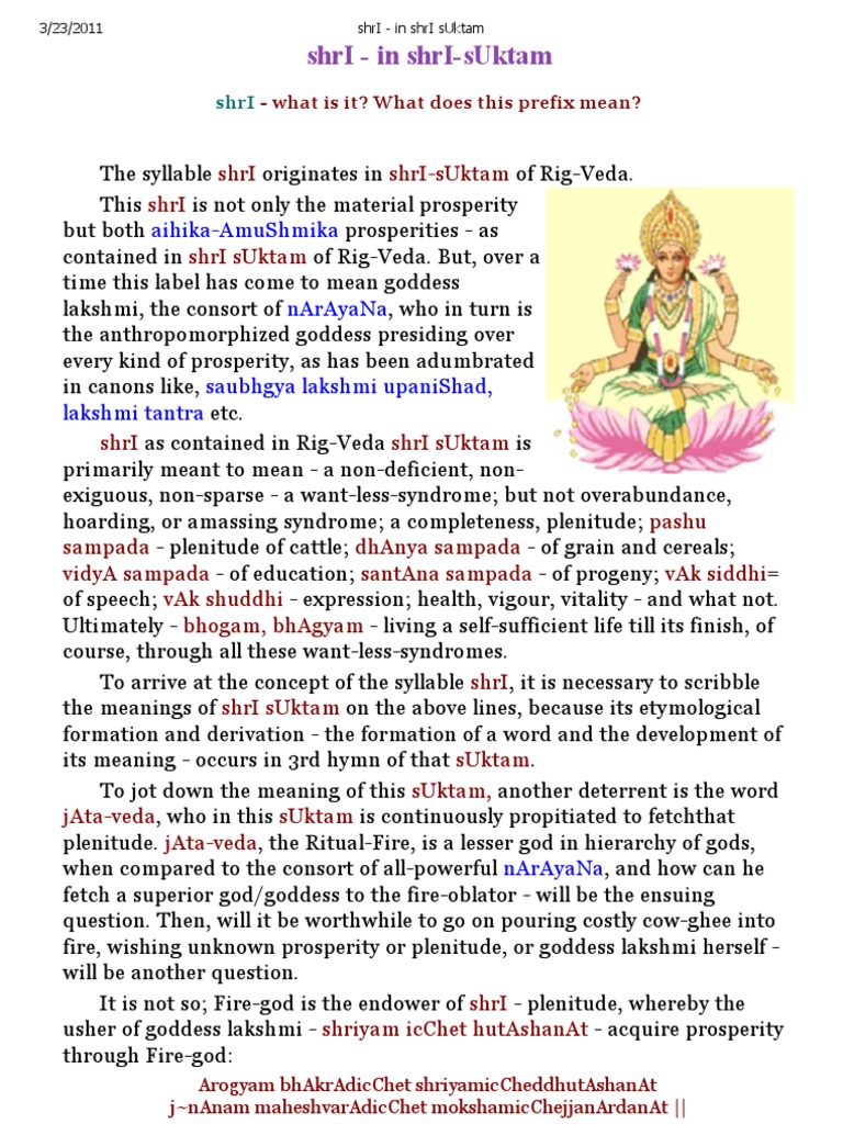 Sri Sukta | PDF | Prayer | Religion And Belief