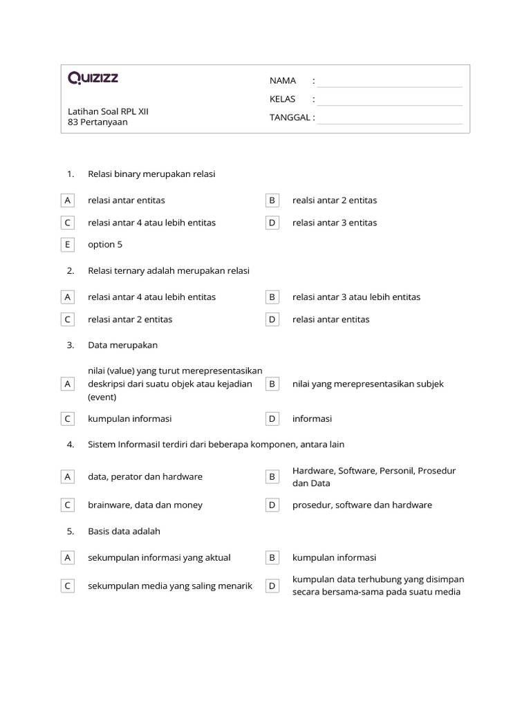 Latihan Soal RPL XII Kunci | PDF