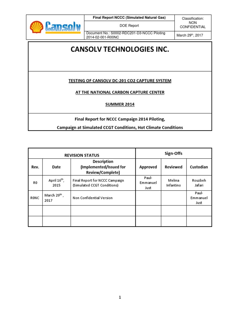 Cansolv CO2 Capture System Report | PDF | Carbon Dioxide | Carbon ...