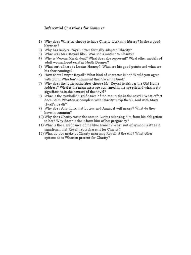 Questions For Summer | PDF