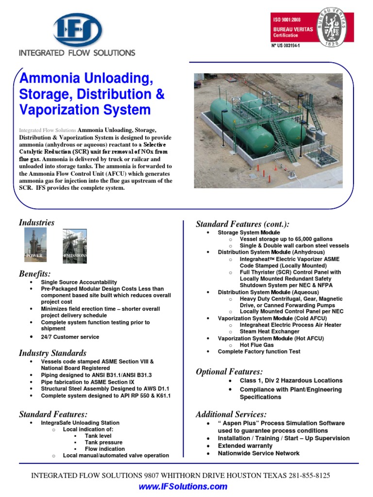 SCR Ammonia For Injection System ANAM 400.0 | PDF | Ammonia | Gases