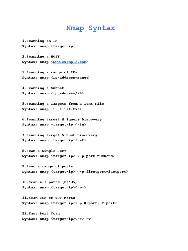 Nmap Commands | Download Free PDF | Data Transmission | Internet Standards