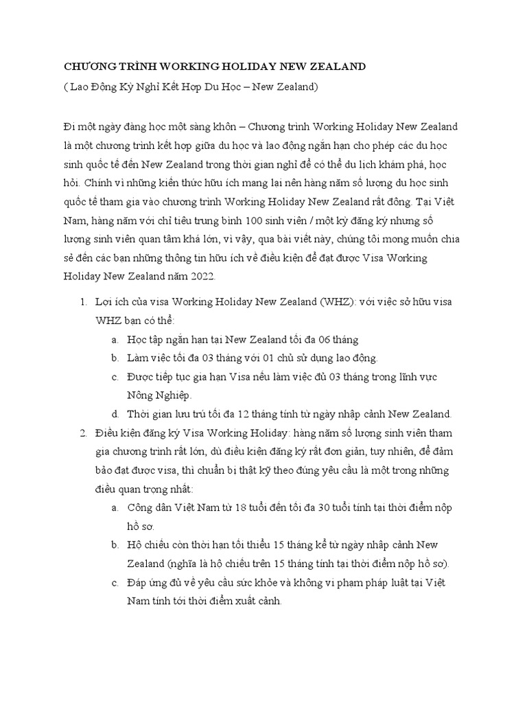 Chuong Trinh Working Holiday New Zealand PDF