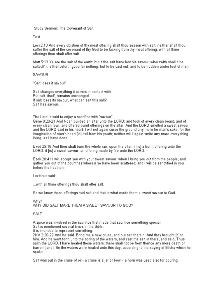 Understanding the Covenant of Salt | PDF | Sacrifice | Covenant (Biblical)