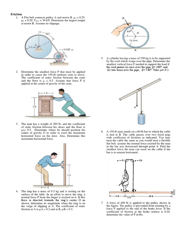 Friction problems involving pulleys, wedges, inclined planes | PDF ...