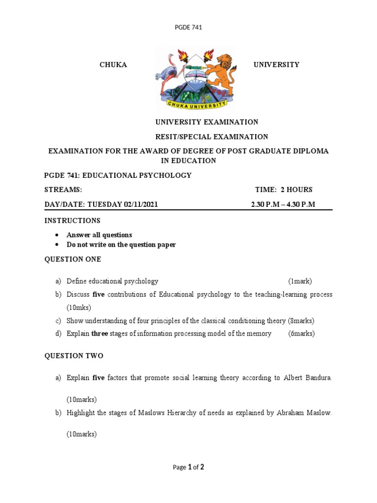 Pgde 741 | PDF