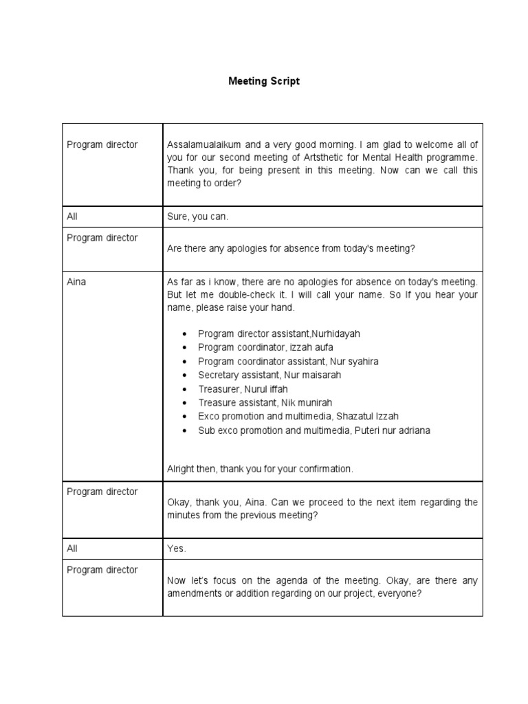 Meeting Script | PDF | Social Media | Popular Culture & Media Studies