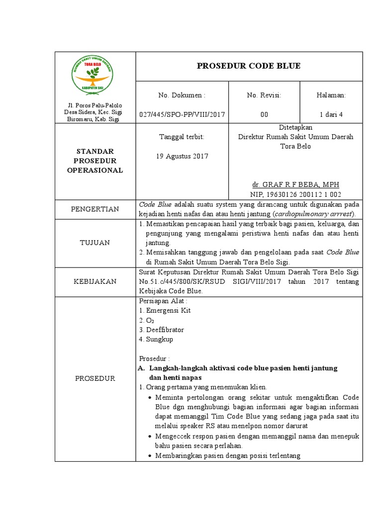 SPO CODE BLUE Revisi | PDF