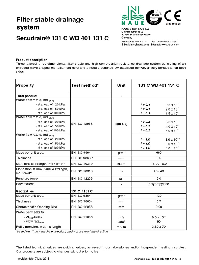 SECUDRAIN 131C WD - Ficha Técnica | PDF | Pascal (Unit) | Building Engineering
