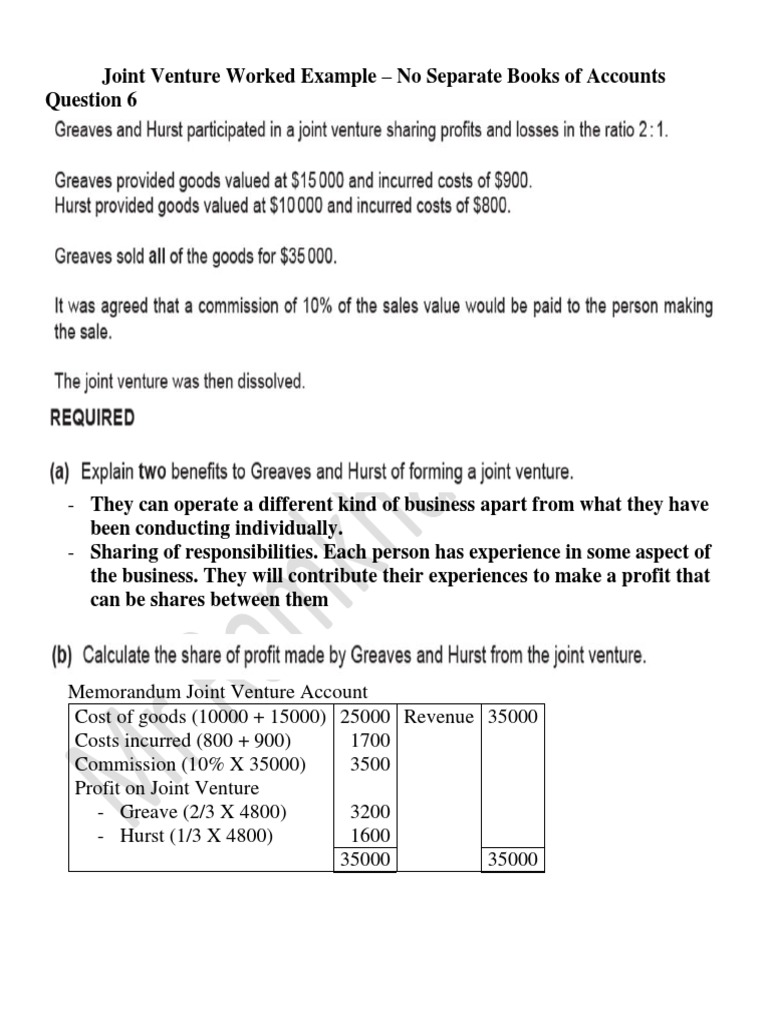 Joint Venture Accounting Example Explained | PDF