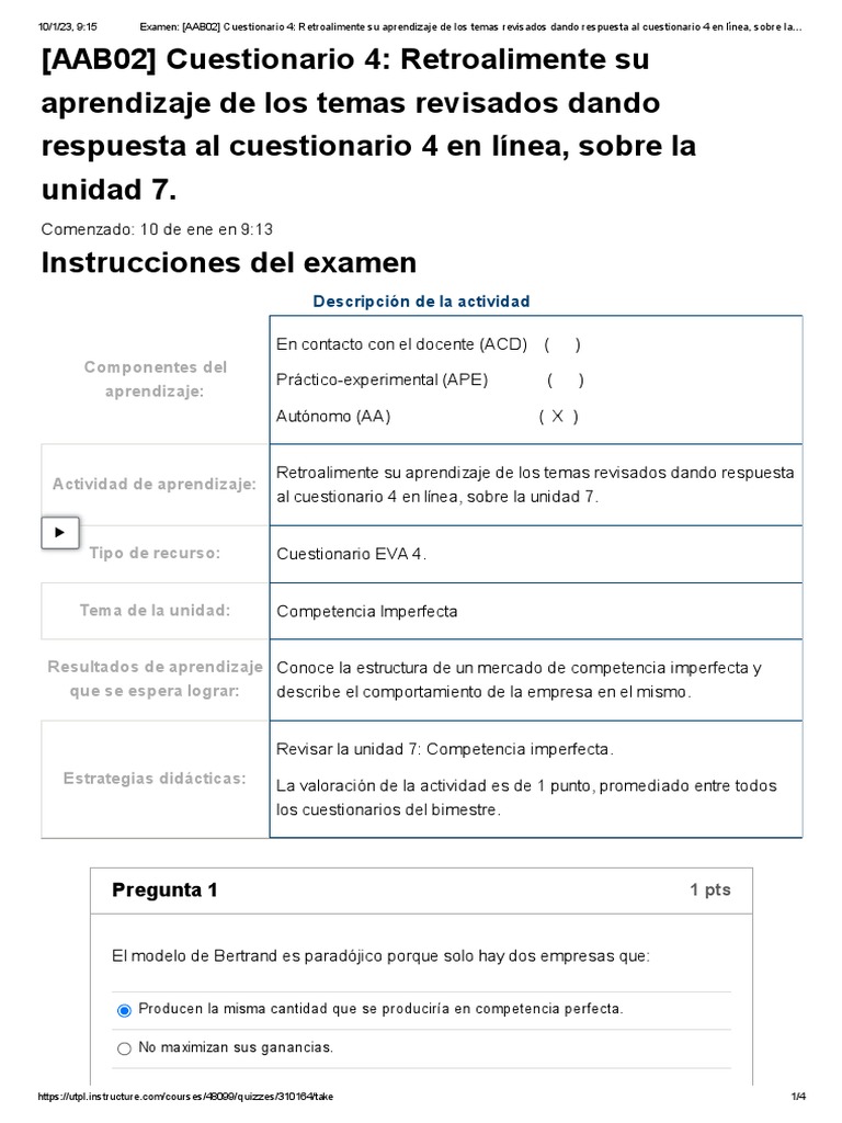 Examen - (AAB02) Cuestionario 4 - Retroalimente Su Aprendizaje de Los Temas Revisados Dando ...