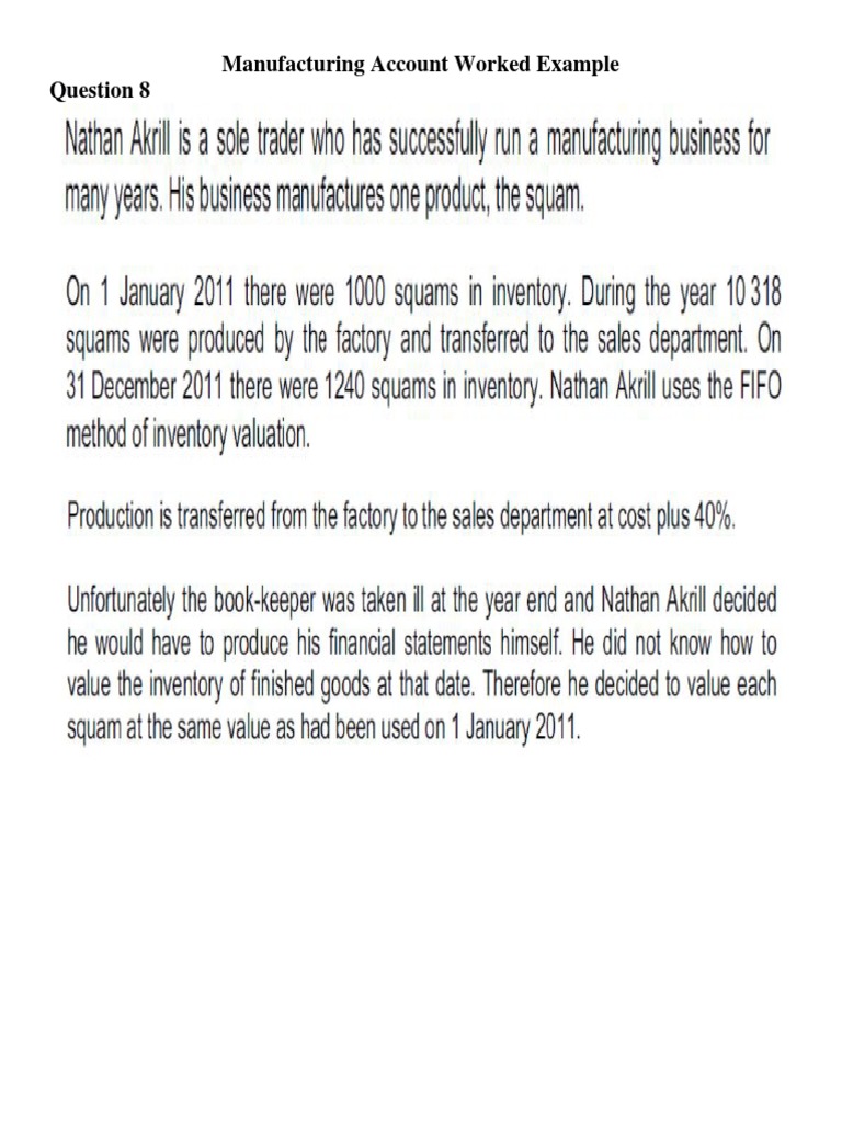 Manufacturing Account Worked Example Question 8 | PDF | Inventory | Expense
