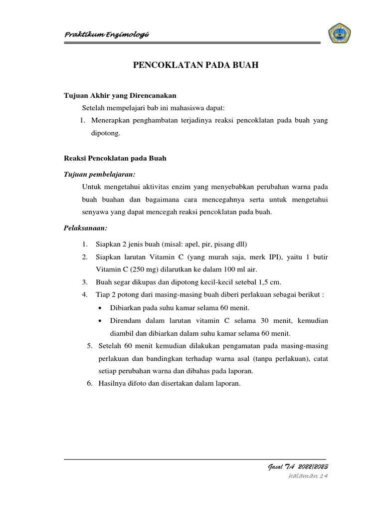 Mencegah Pencoklatan Buah dengan Enzim | PDF