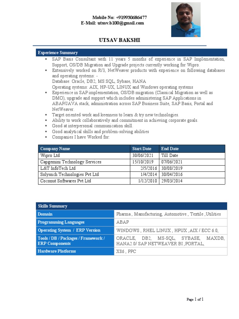 UtsavBakshi Latest Resume Updated | PDF | Ibm Db2 | Virtual Machine