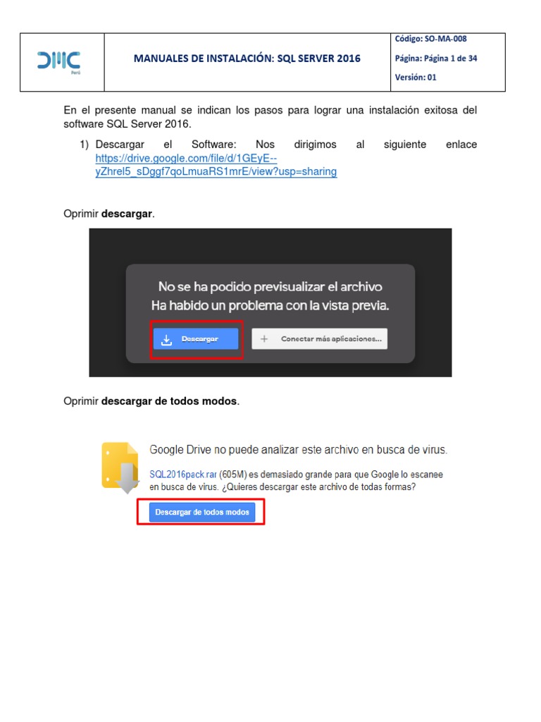 SO-MA-008 V01 MANUAL DE INSTALACIÓN DE SQL SERVER 2016 (1) | PDF ... SO-MA-008 V01 MANUAL DE INSTALACIÓN DE SQL SERVER 2016 (1) | PDF ...