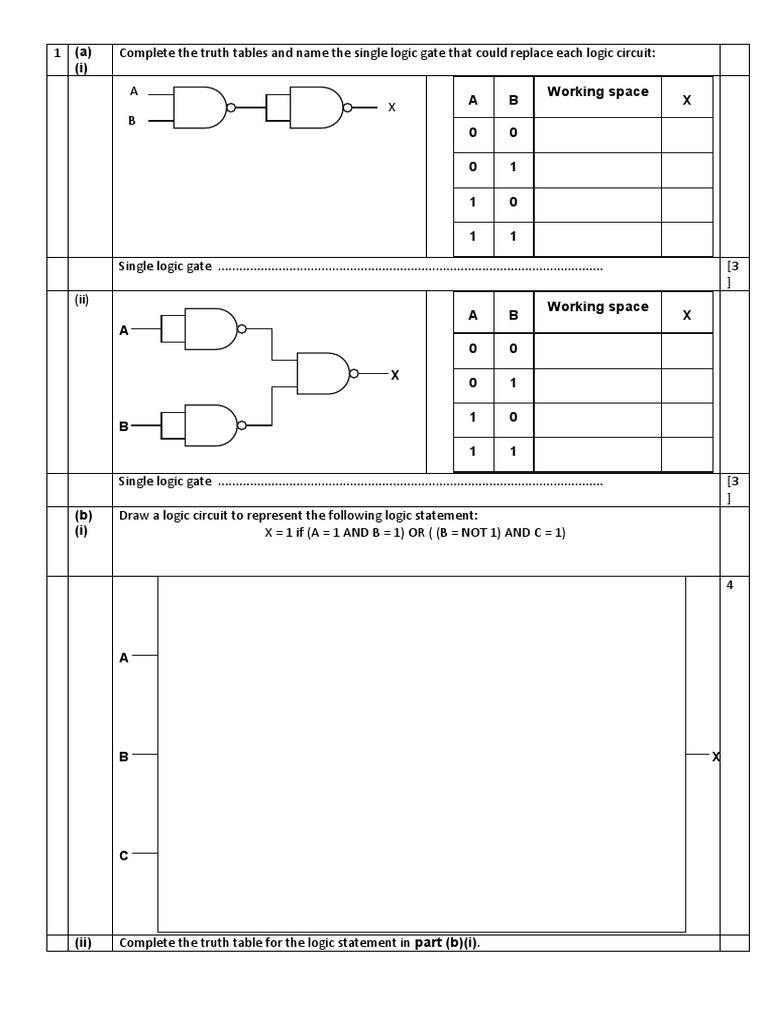 Logic Gates Exercises and Truth Tables | PDF | Logic Gate | Electronic ...