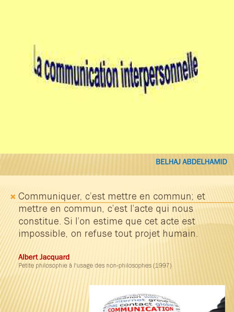 Communication Interpersonnelle | PDF | la communication | Communication humaine