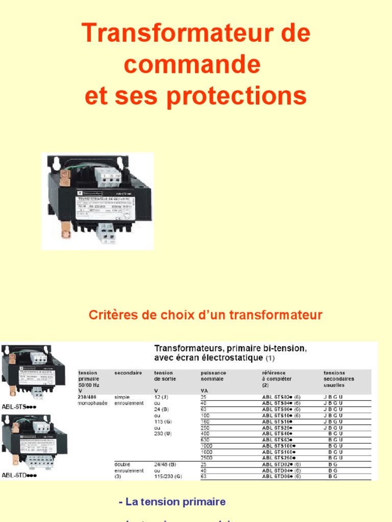 Transfo de Commande Et Ses Protections | PDF | Technologie énergétique | Grandeur physique