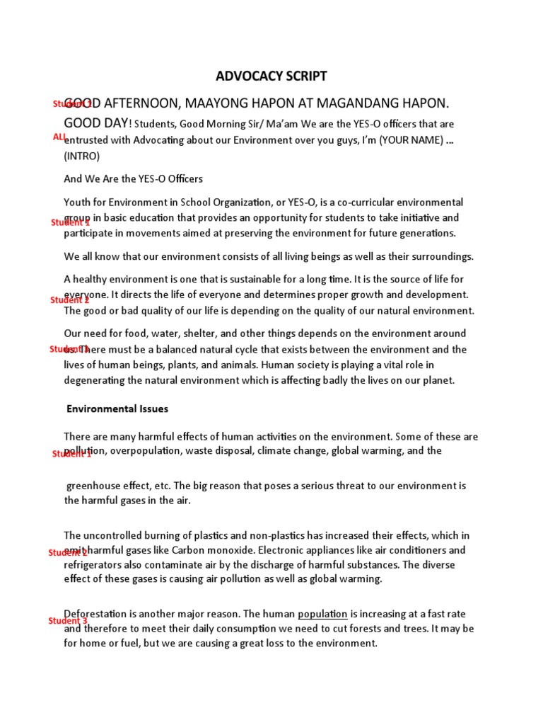 Advocacy Script | PDF | Natural Environment | Waste