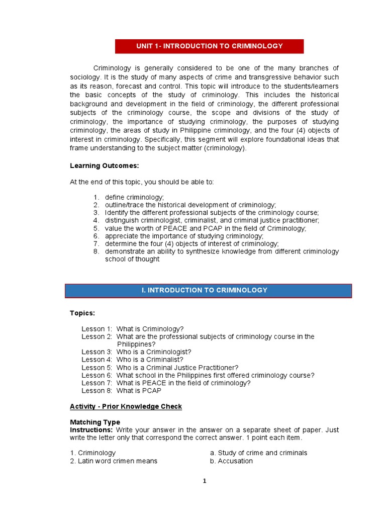 Introduction To Criminology | PDF | Criminology | Crimes