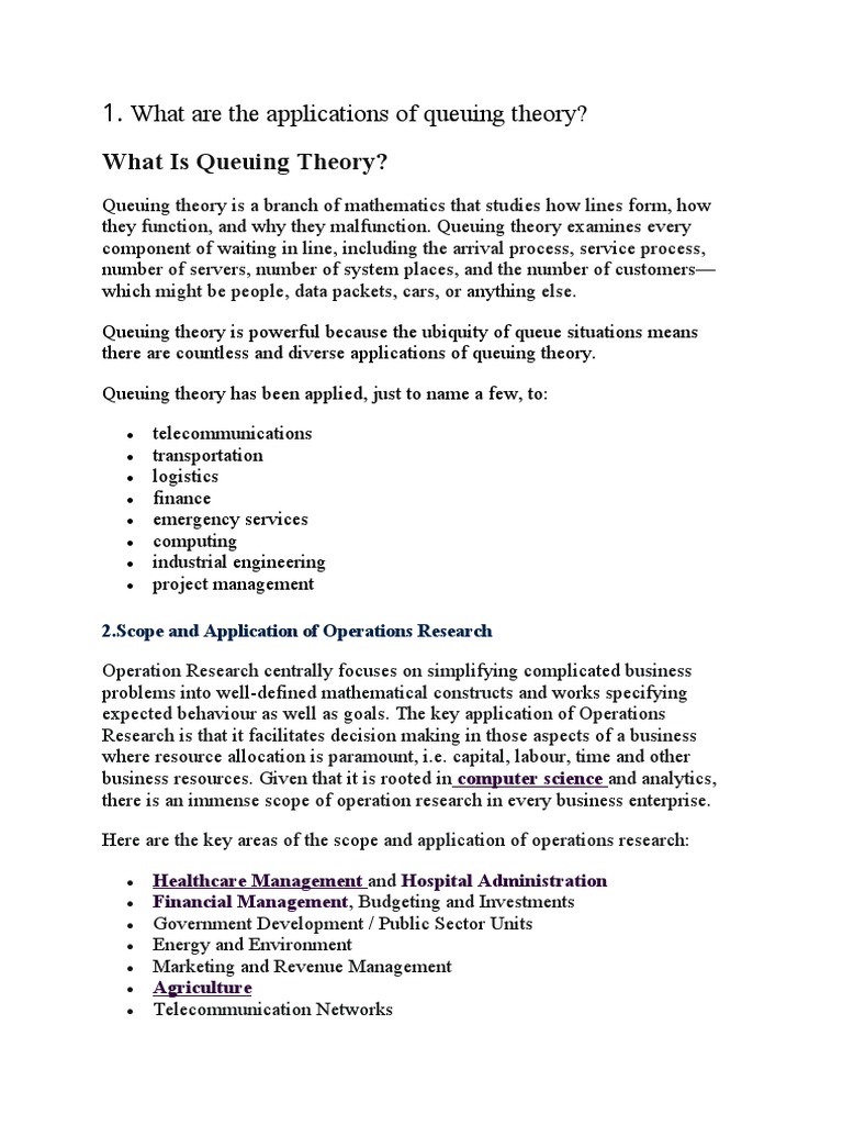 What Are The Applications of Queuing Theory? | PDF | Operations ...